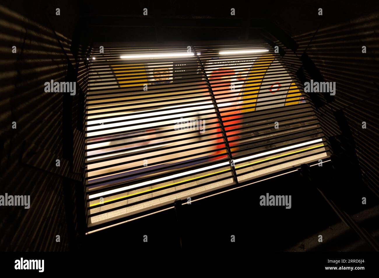 A tube training pulling into the platform - seen from inside an air ...