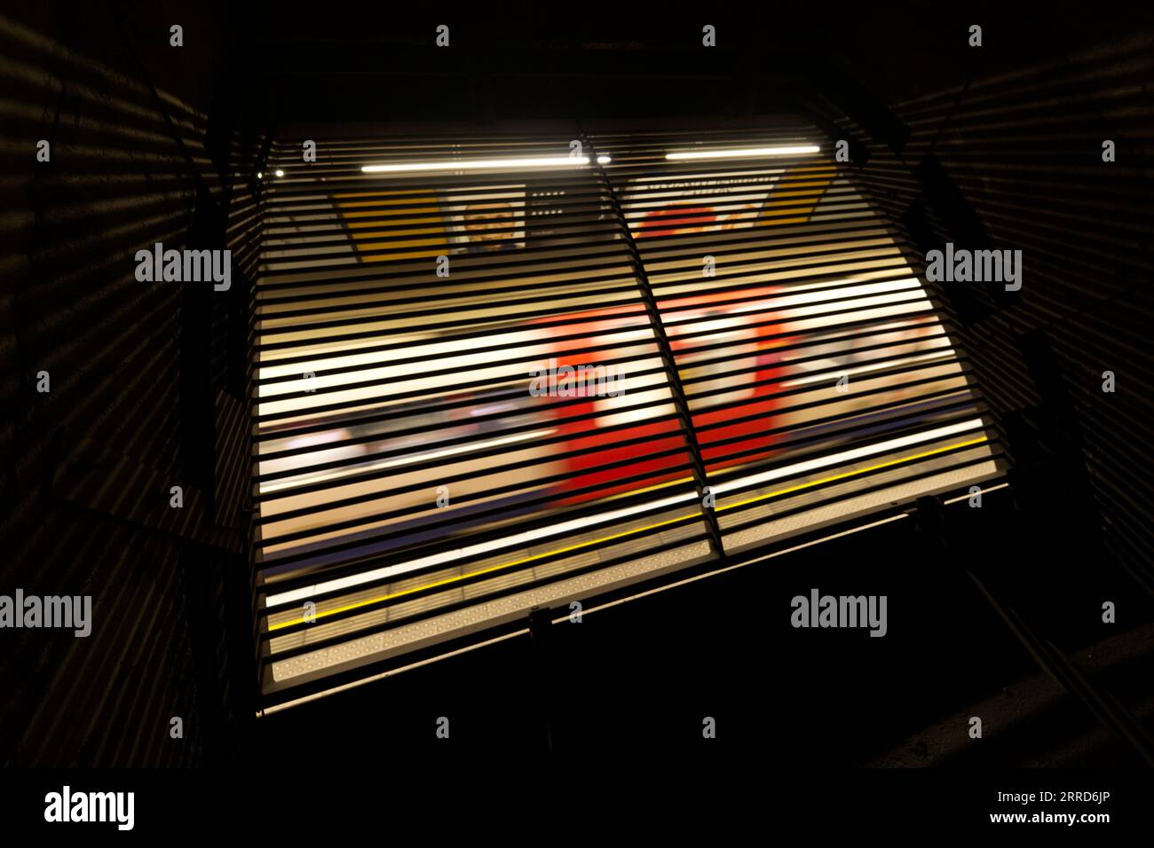 A tube training pulling into the platform - seen from inside an air ...