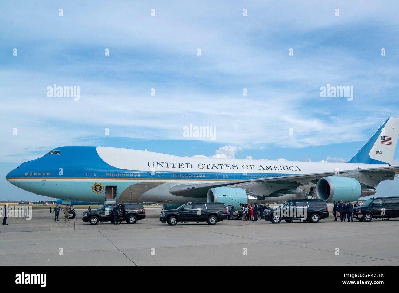 President Joe Biden arrives by motorcade before boarding Air Force One ...