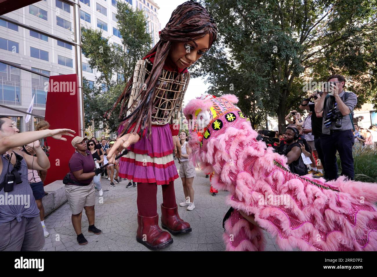 Little Amal, a 12-foot puppet of a 10-year-old Syrian refugee girl ...