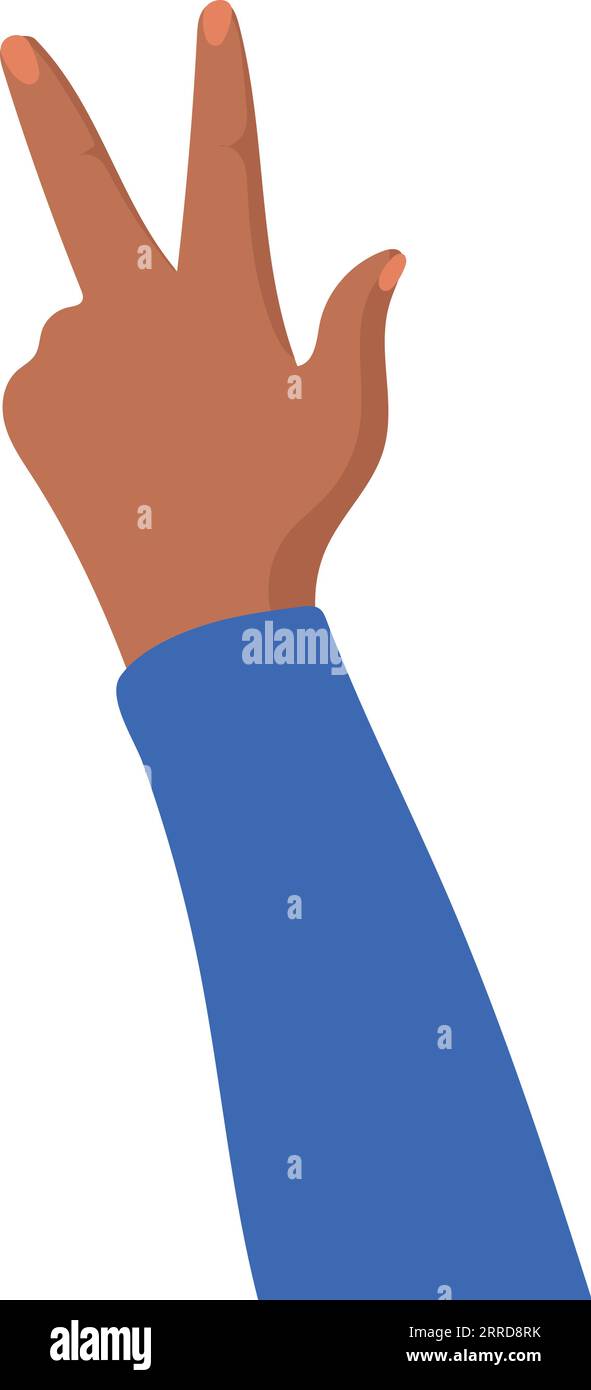 Peace hand gesture. Victory symbol. Two fingers lifted isolated on ...