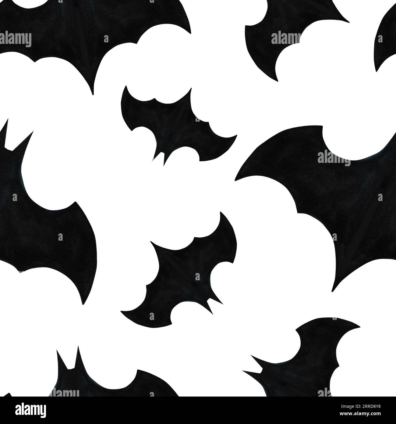 Watercolor seamless pattern with black bat halloween. Hand painting ...