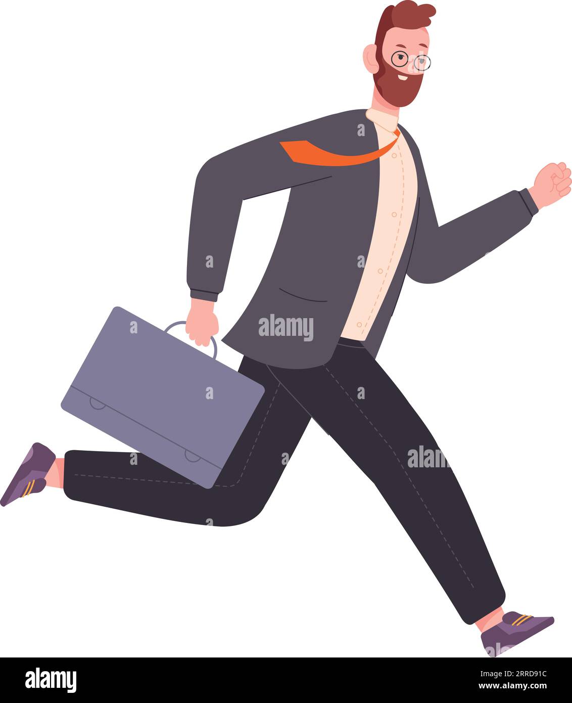 Busienssman rushing for work meeting. Career race isolated on white ...