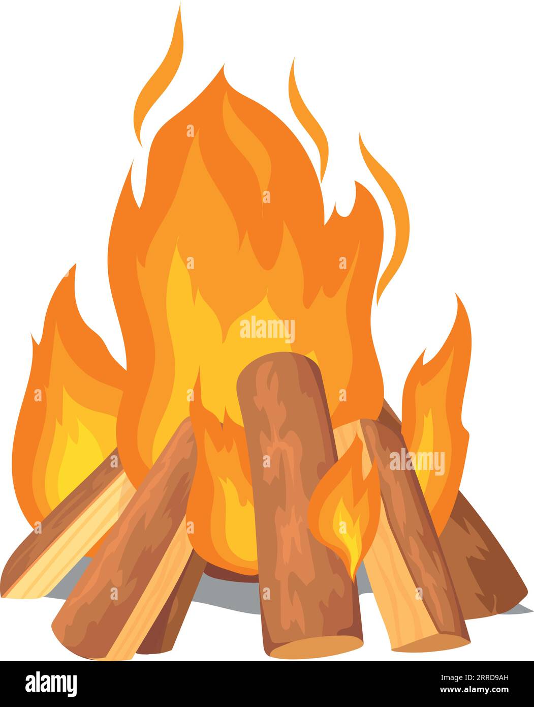 Burning firewood. Cartoon bonfire. Hot fire flame isolated on white ...