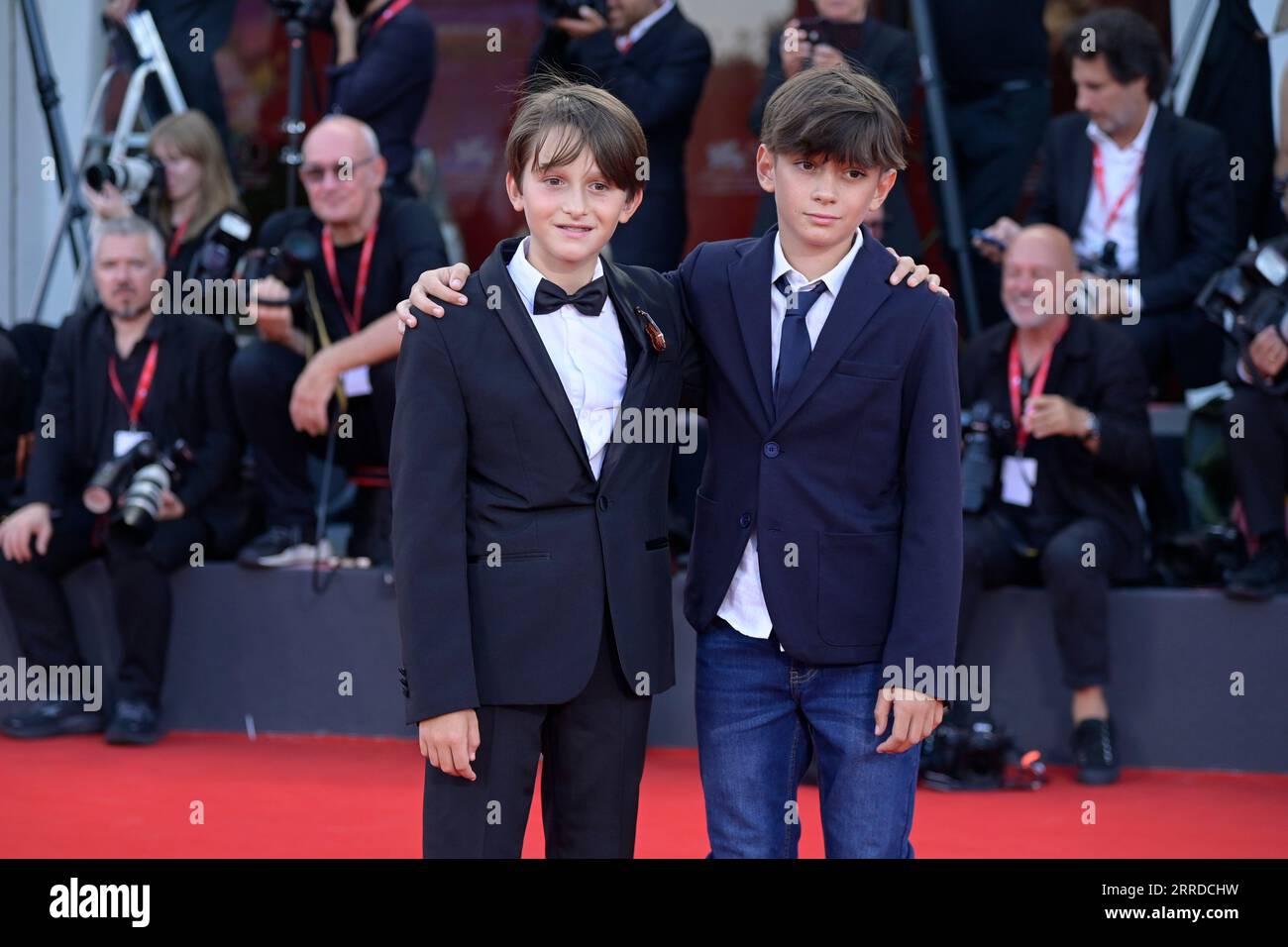 Venice Lido, Italy. 07th Sep, 2023. Leonardo Maria Moranzoni (l) and ...