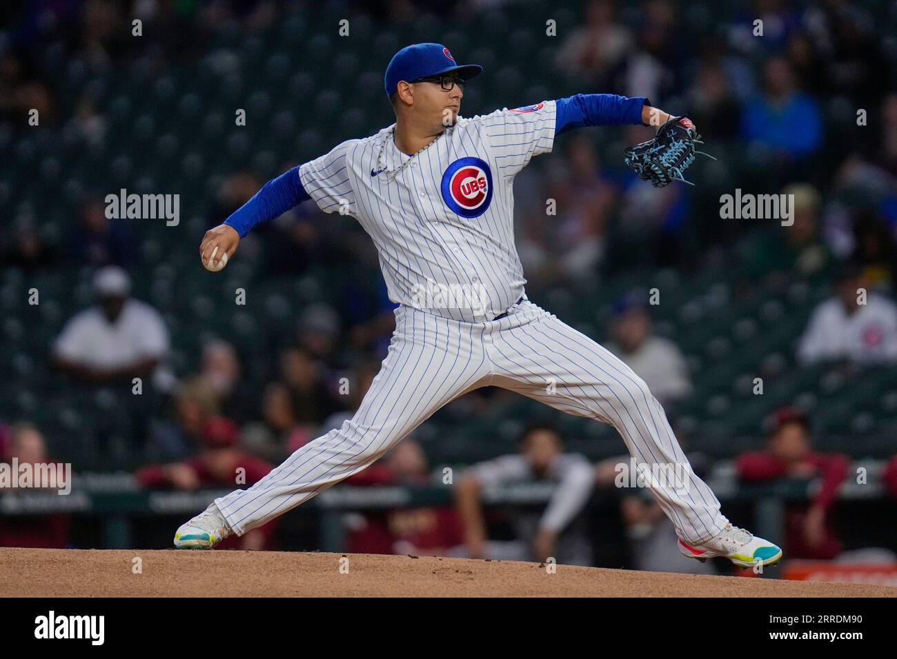 Chicago Cubs starting pitcher Javier Assad throws to an Arizona ...