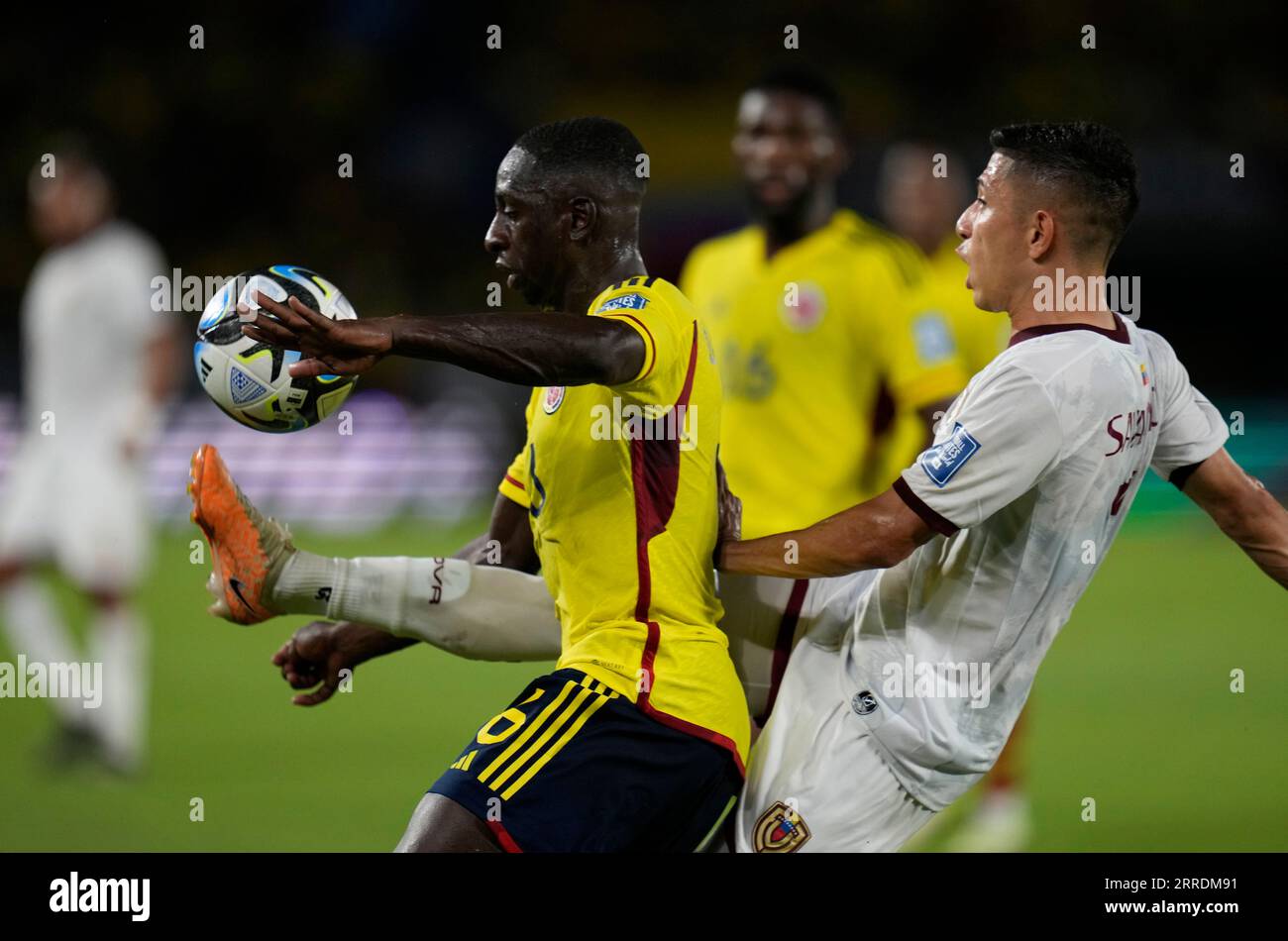 Colombia's Deiver Machado, left, and Venezuela's Jefferson Savarino ...
