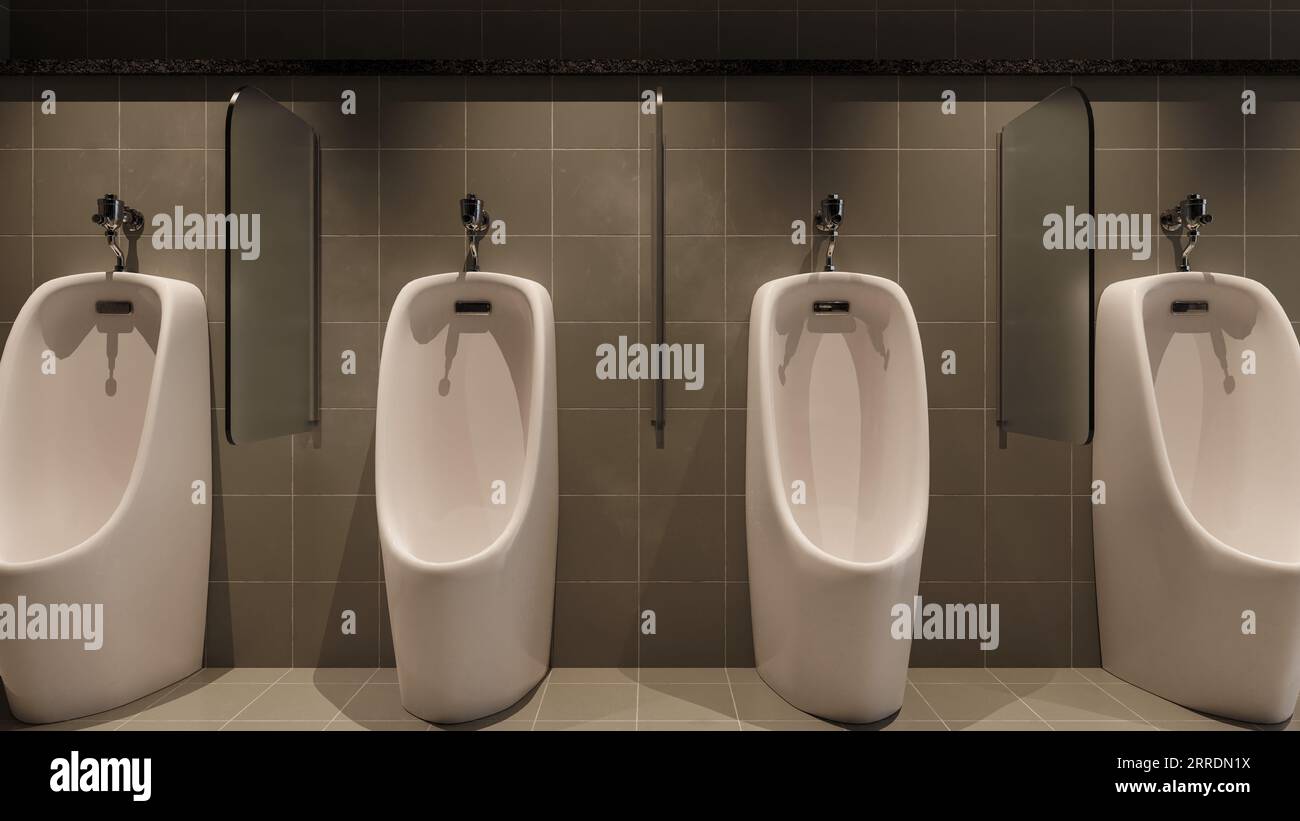 Public toilet urinal background, 3d rendering Stock Photo - Alamy