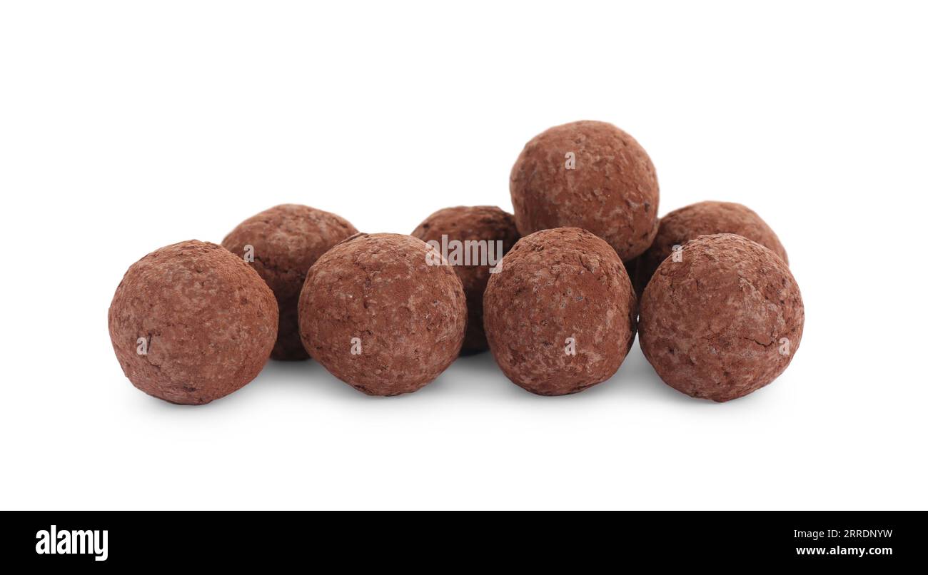 Tasty sweet chocolate candies isolated on white Stock Photo - Alamy
