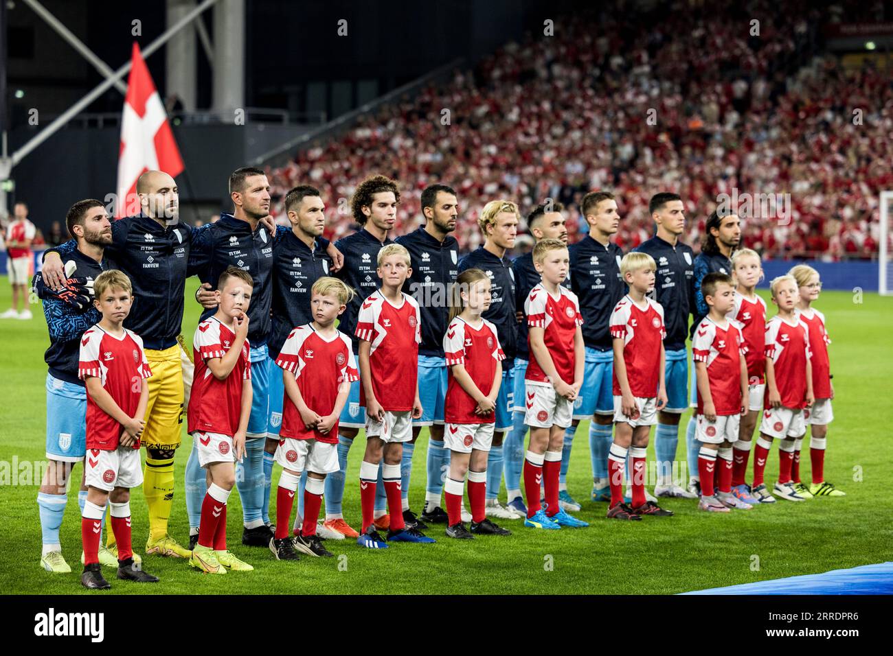 Copenhagen, Denmark. 07th Sep, 2023. The players of San Marino line up ...