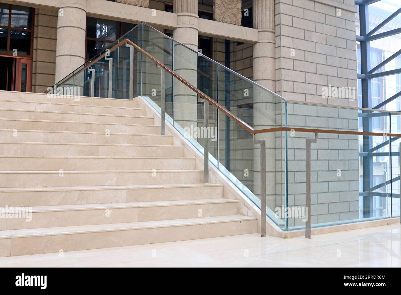 stairs and glass column board, closeup of photo Stock Photo - Alamy