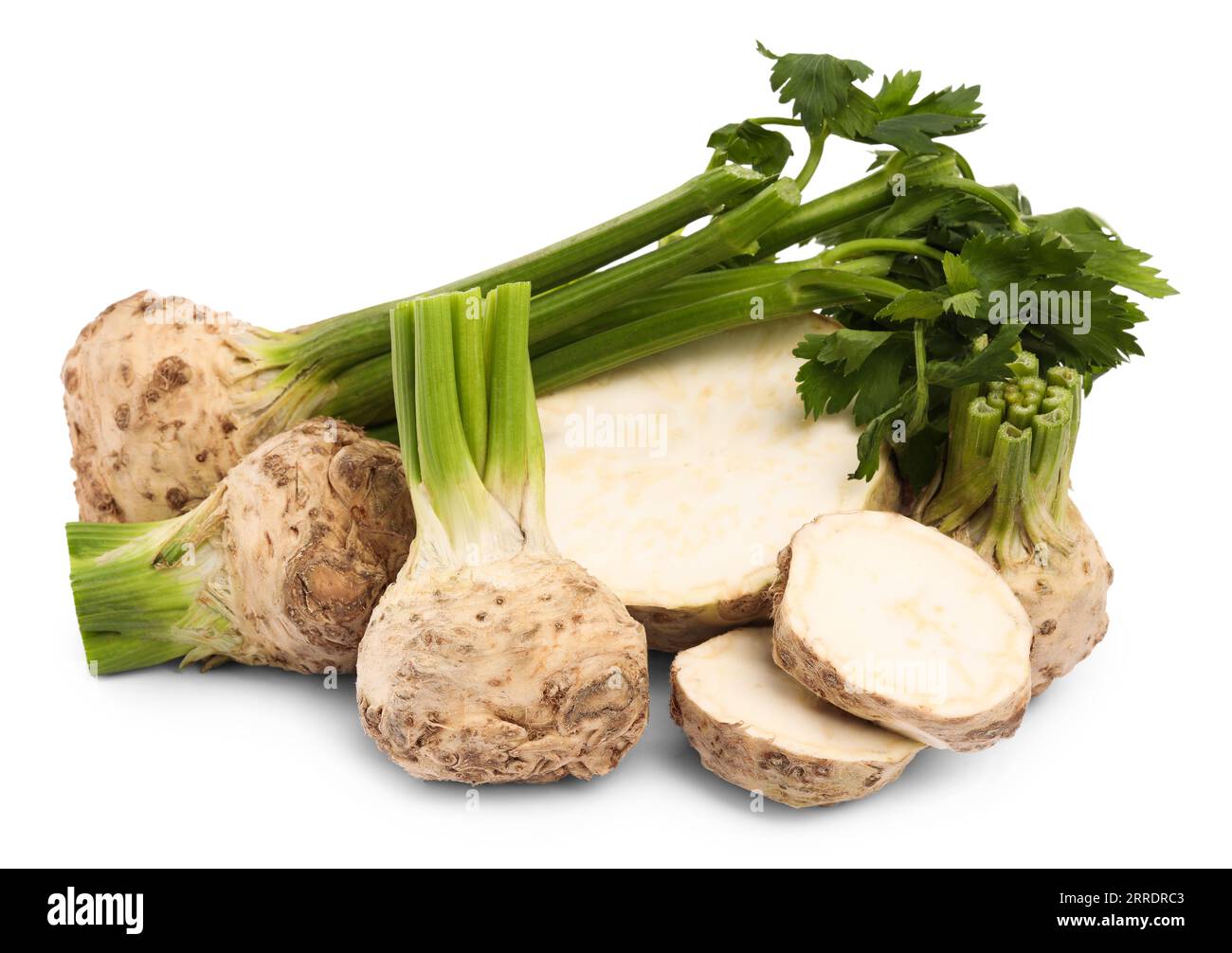 Whole and cut celery roots isolated on white Stock Photo - Alamy