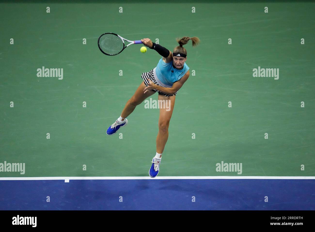 Karolina Muchova, of the Czech Republic, serves to Coco Gauff, of the ...
