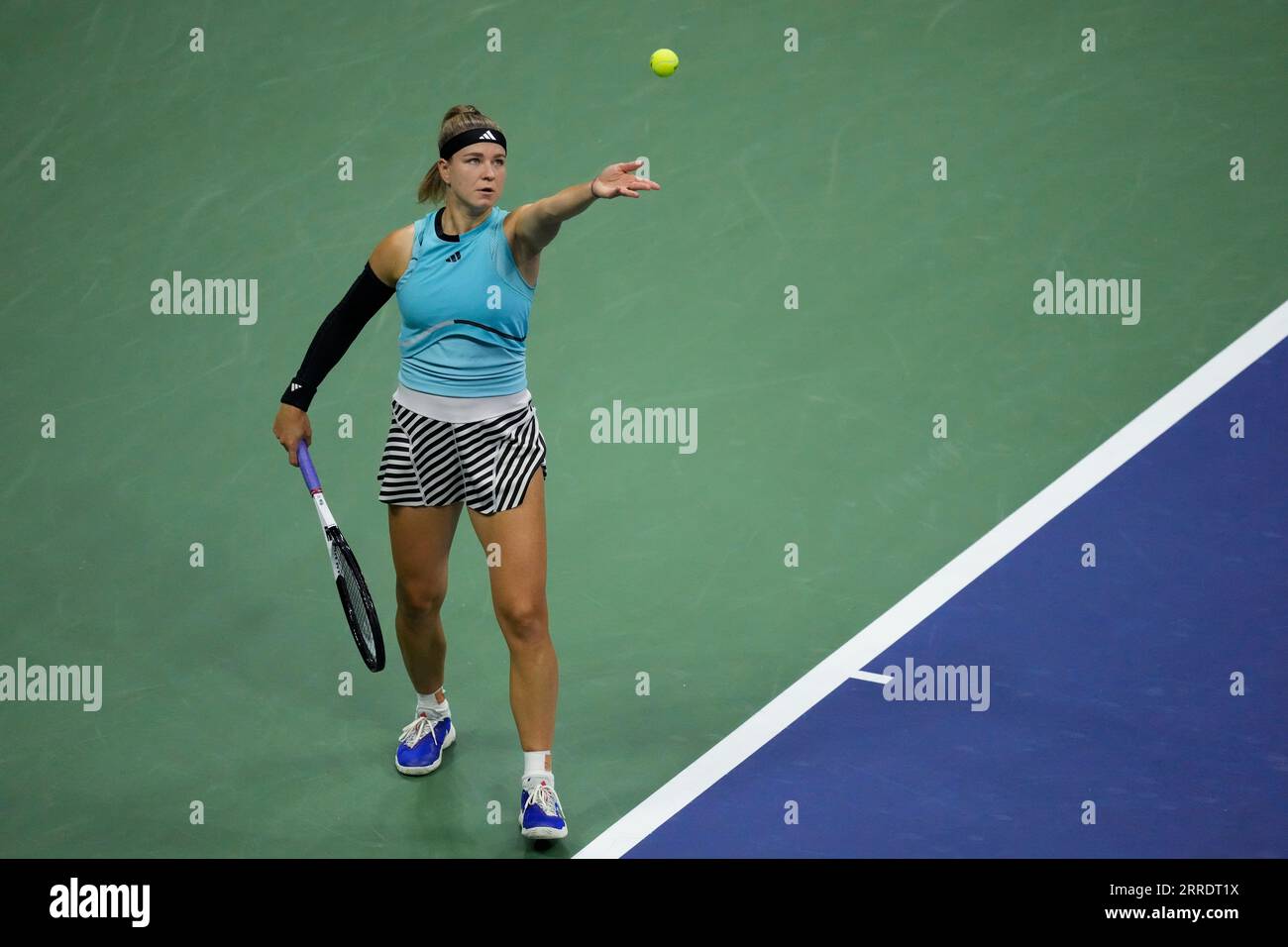 Karolina Muchova, of the Czech Republic, serves to Coco Gauff, of the ...