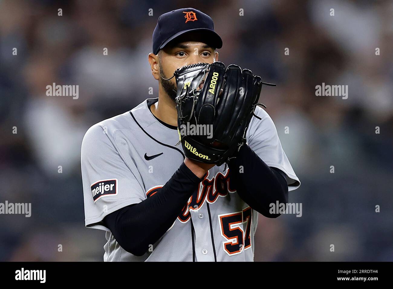 Detroit Tigers starting pitcher Eduardo Rodriguez prepares to throw to ...