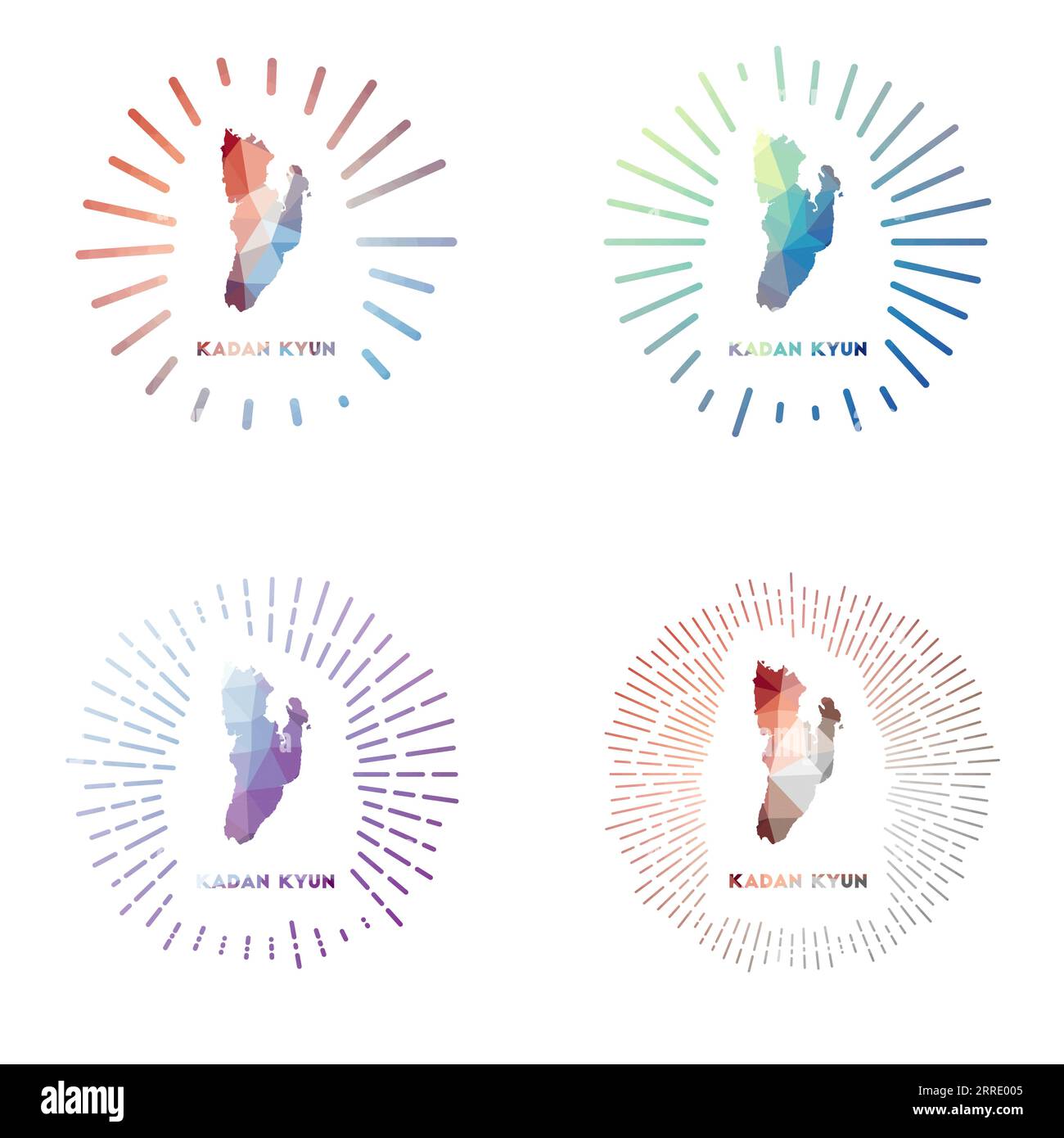 Kadan Kyun low poly sunburst set. Logo of an island in geometric ...