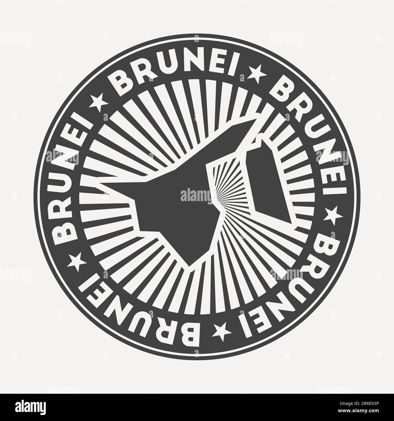 Brunei round logo. Vintage travel badge with the circular name and map ...