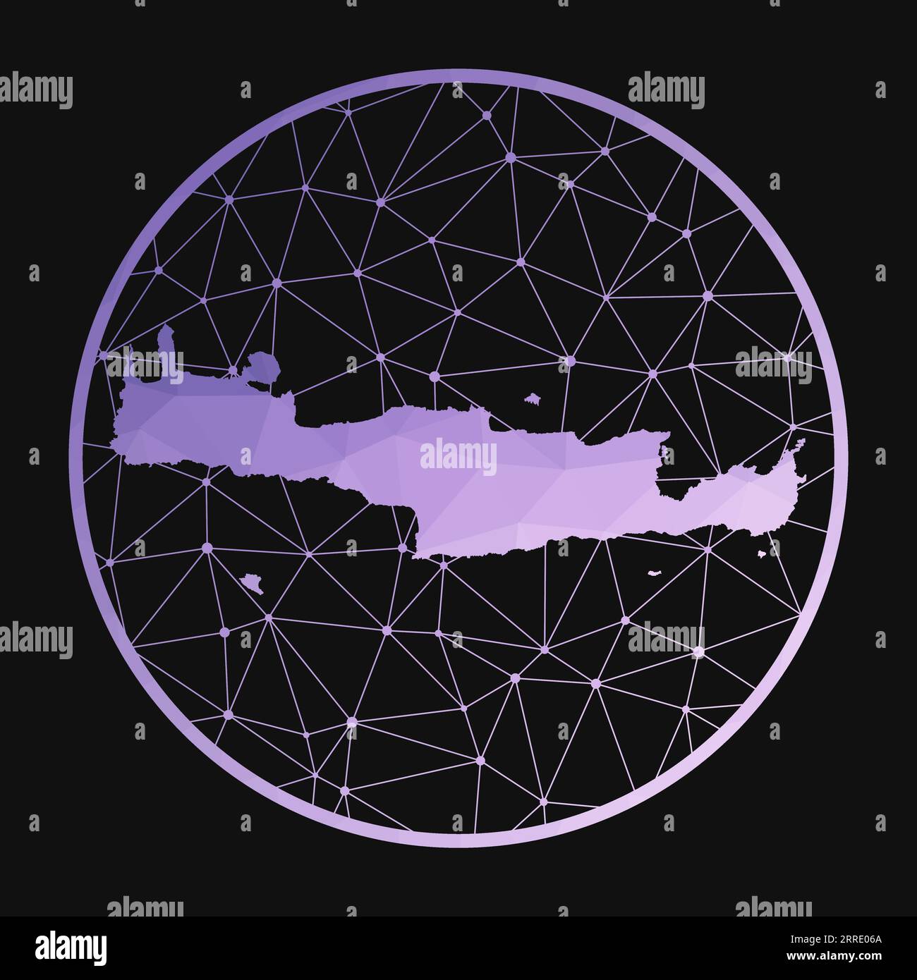 Crete icon. Vector polygonal map of the island. Crete icon in geometric ...