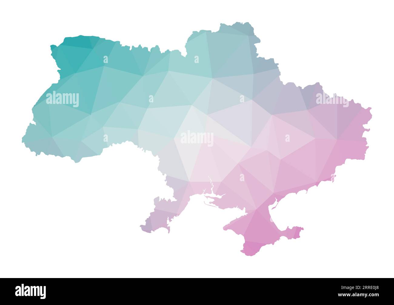 Polygonal map of Ukraine. Geometric illustration of the country in ...