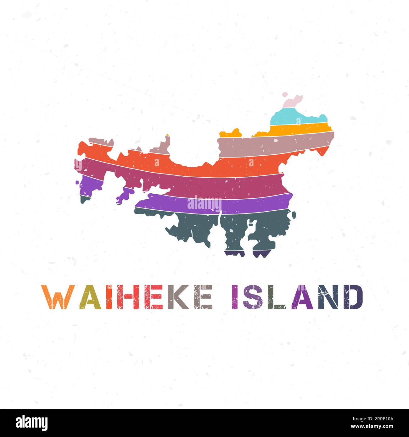 Waiheke Island map design. Shape of the island with beautiful geometric ...