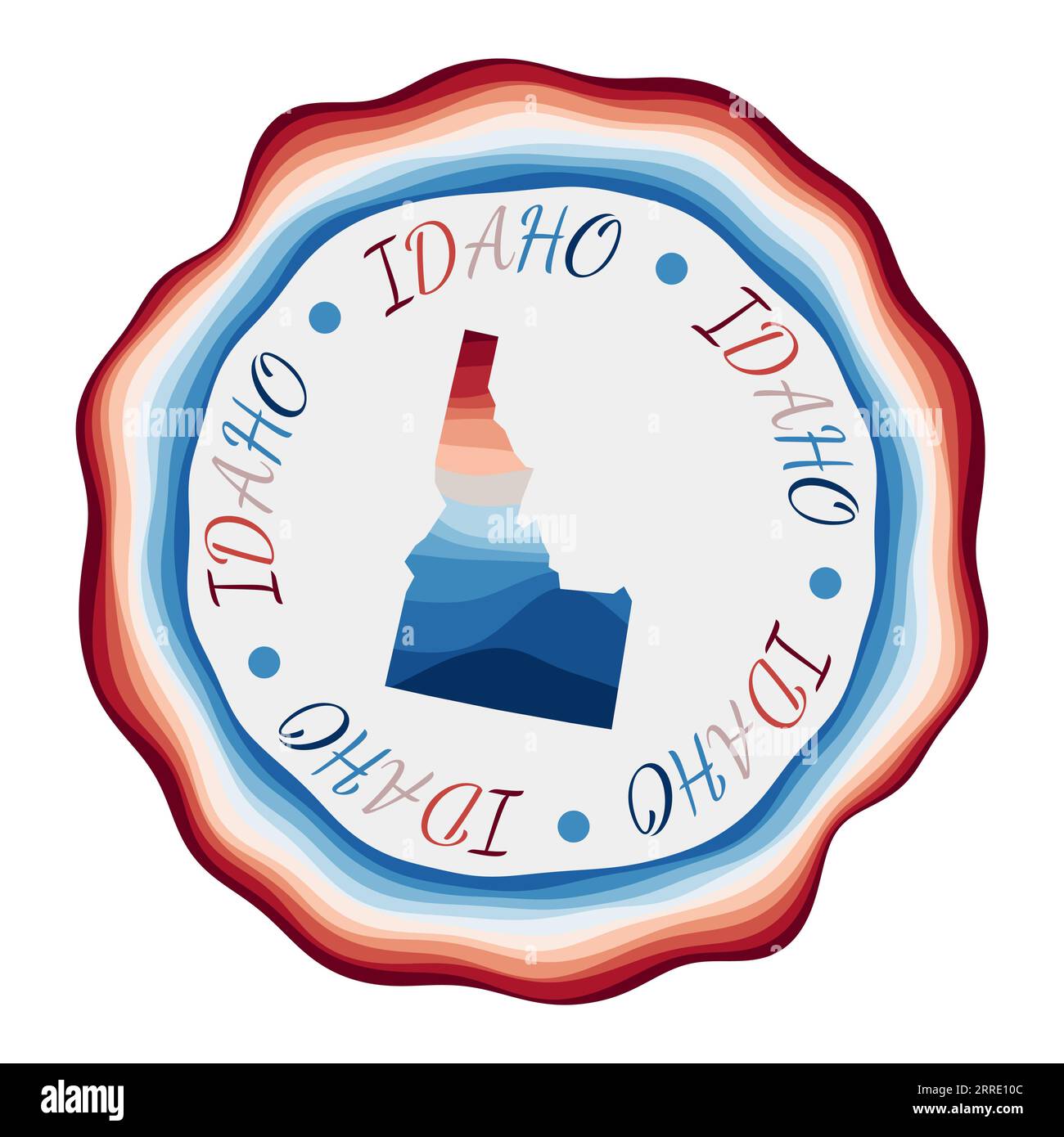 Idaho badge. Map of the US state with beautiful geometric waves and a ...