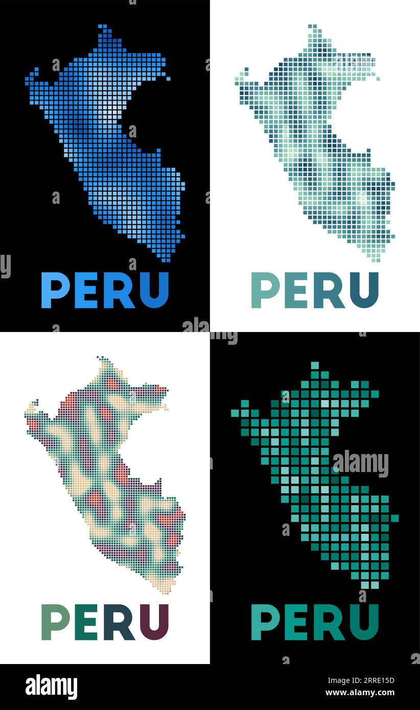 Peru map. Collection of map of Peru in dotted style. Borders of the ...