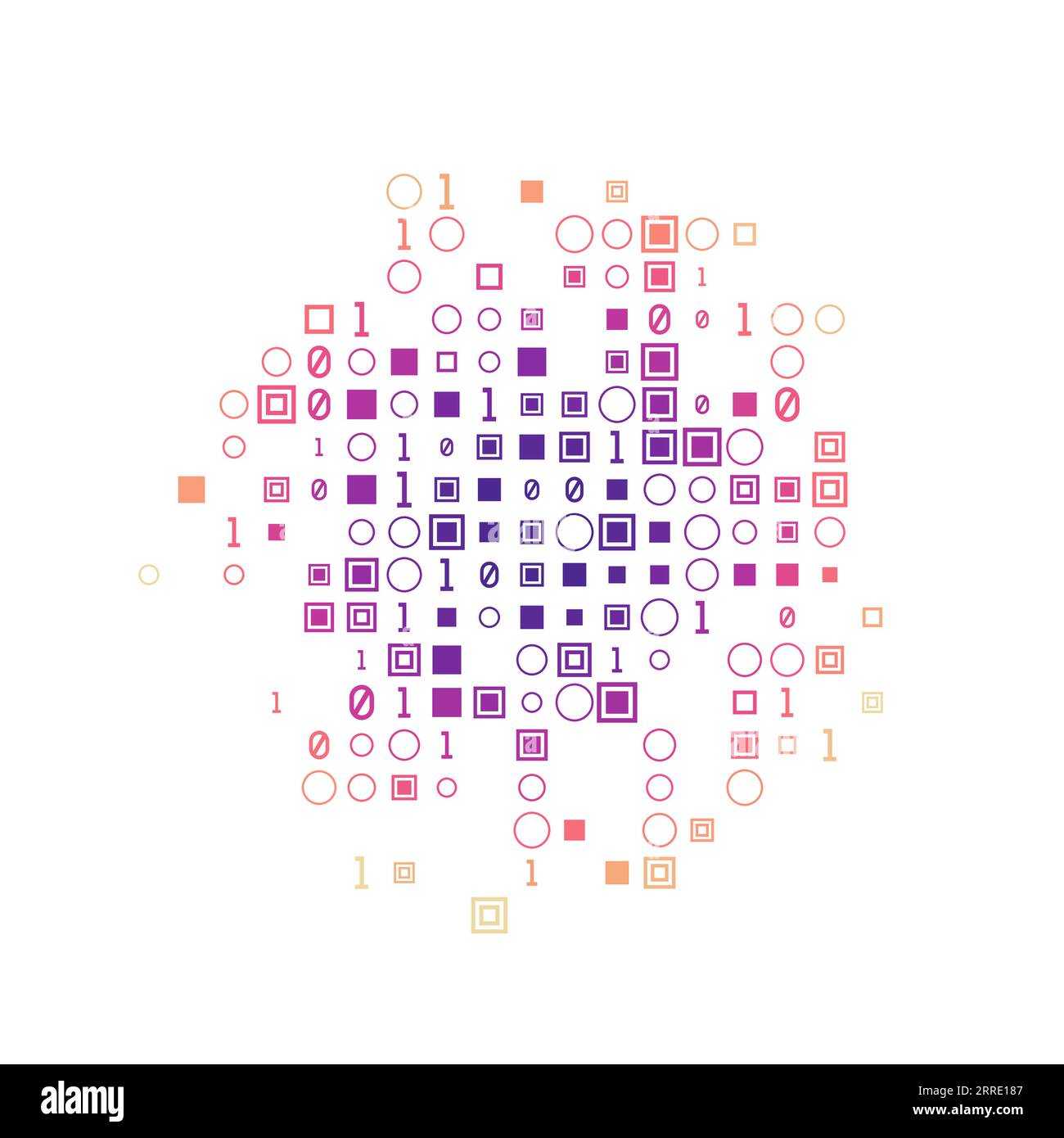 Artistic geometric matrix background in sunset colors. Modern circular ...