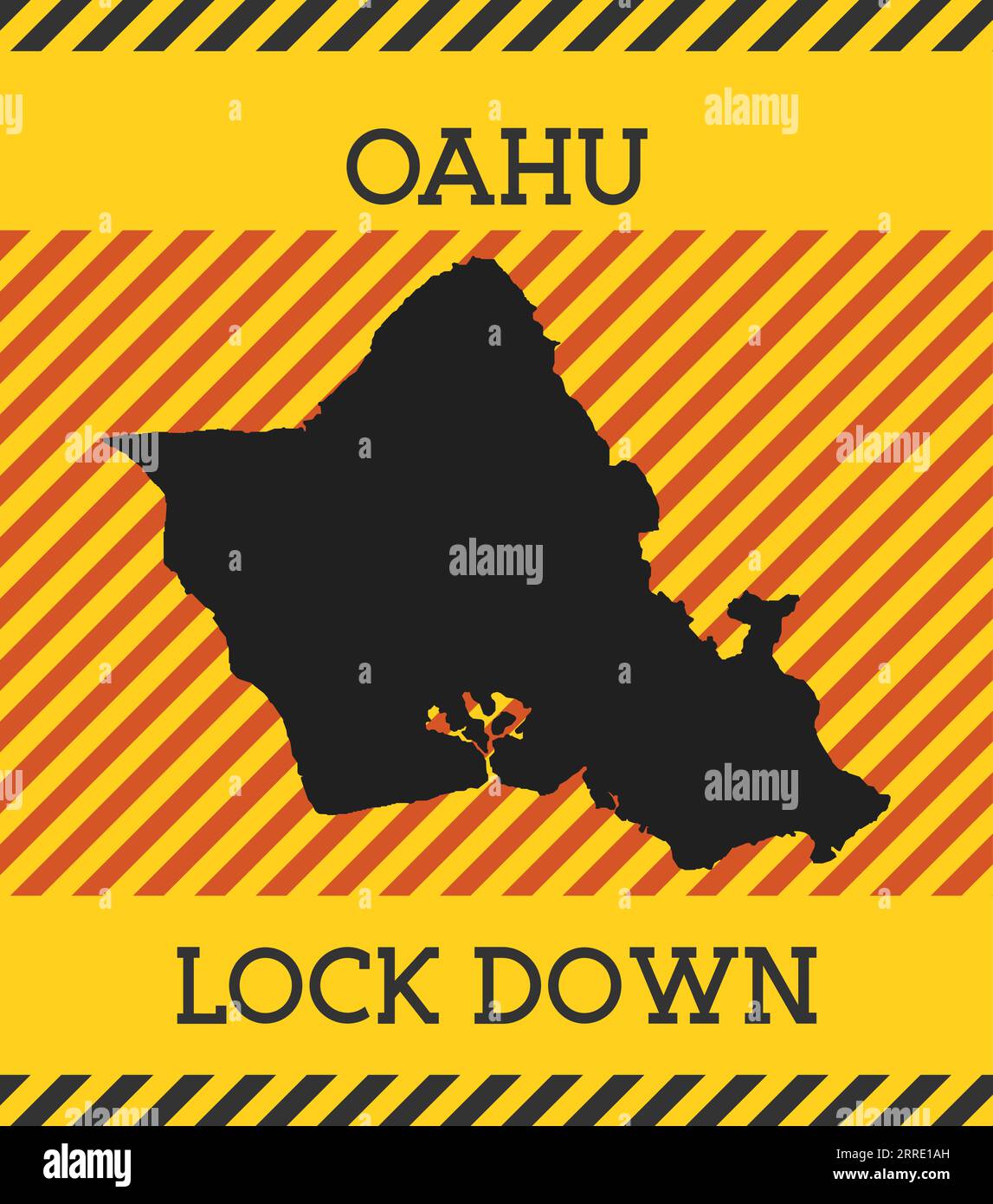 Oahu Lockdown Sign. Yellow island pandemic danger icon. Vector ...