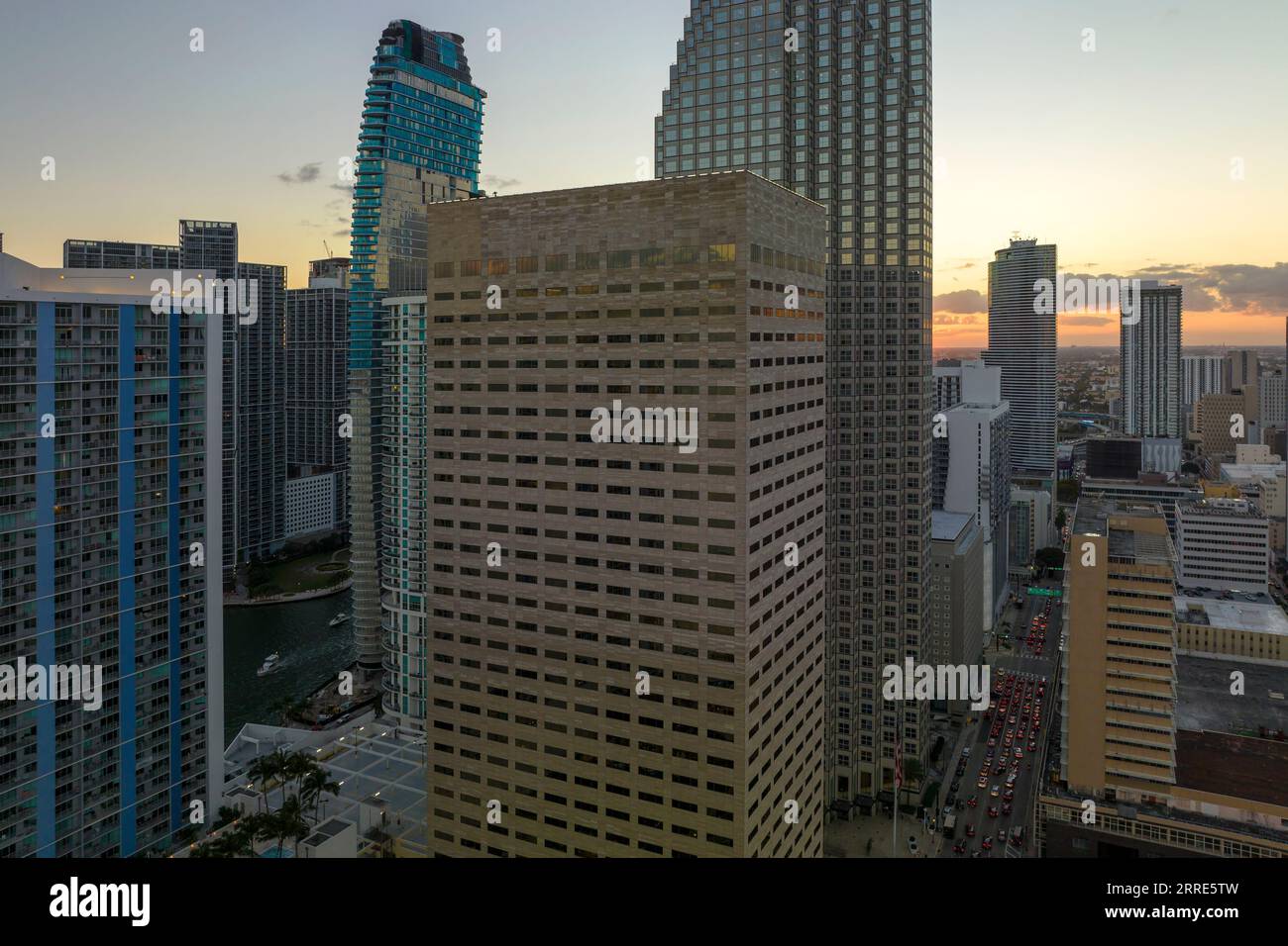 Evening urban landscape of downtown district of Miami Brickell in ...