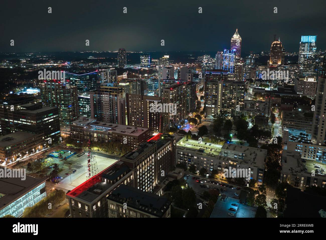 Night urban landscape of downtown district of Atlanta city in Georgia ...