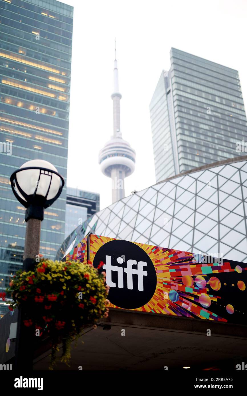 Toronto, Canada. 07th Sep, 2023. Atmosphere - CN TOWER and TIFF BANNER ...