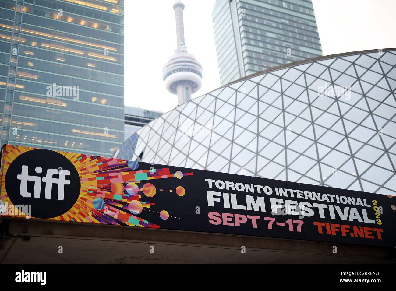 Toronto, Canada. 07th Sep, 2023. Atmosphere - CN TOWER and TIFF BANNER ...