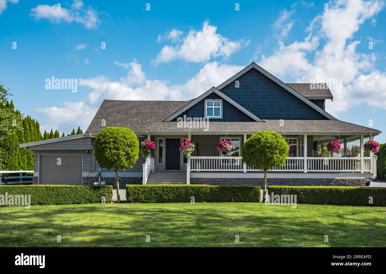 Big family house built on farm land. Image of residential house ...