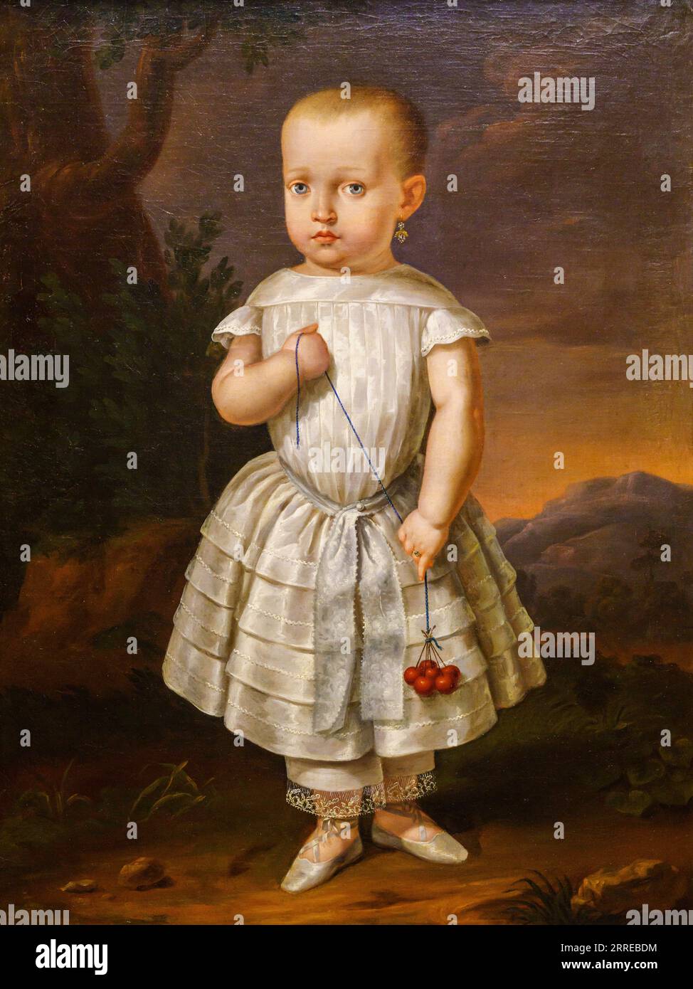 girl with cherries, 1843, Joan Mestre i Bosch, majorcan school, Nins, portraits of children s ...