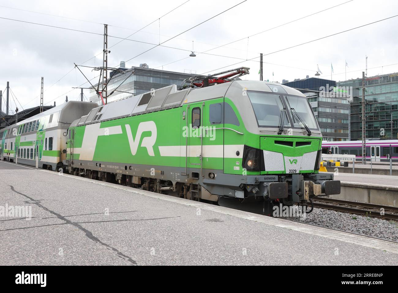 Helsinki, Finland - September 5, 2023: One VR IC train stationary at Helsinki railroad station ...