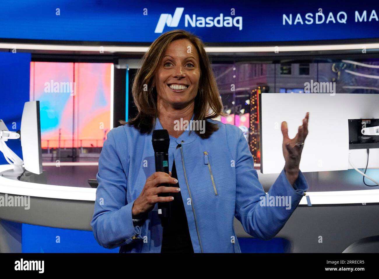 Nasdaq Chair & CEO Adena Friedman, speaks at the grand opening of the ...