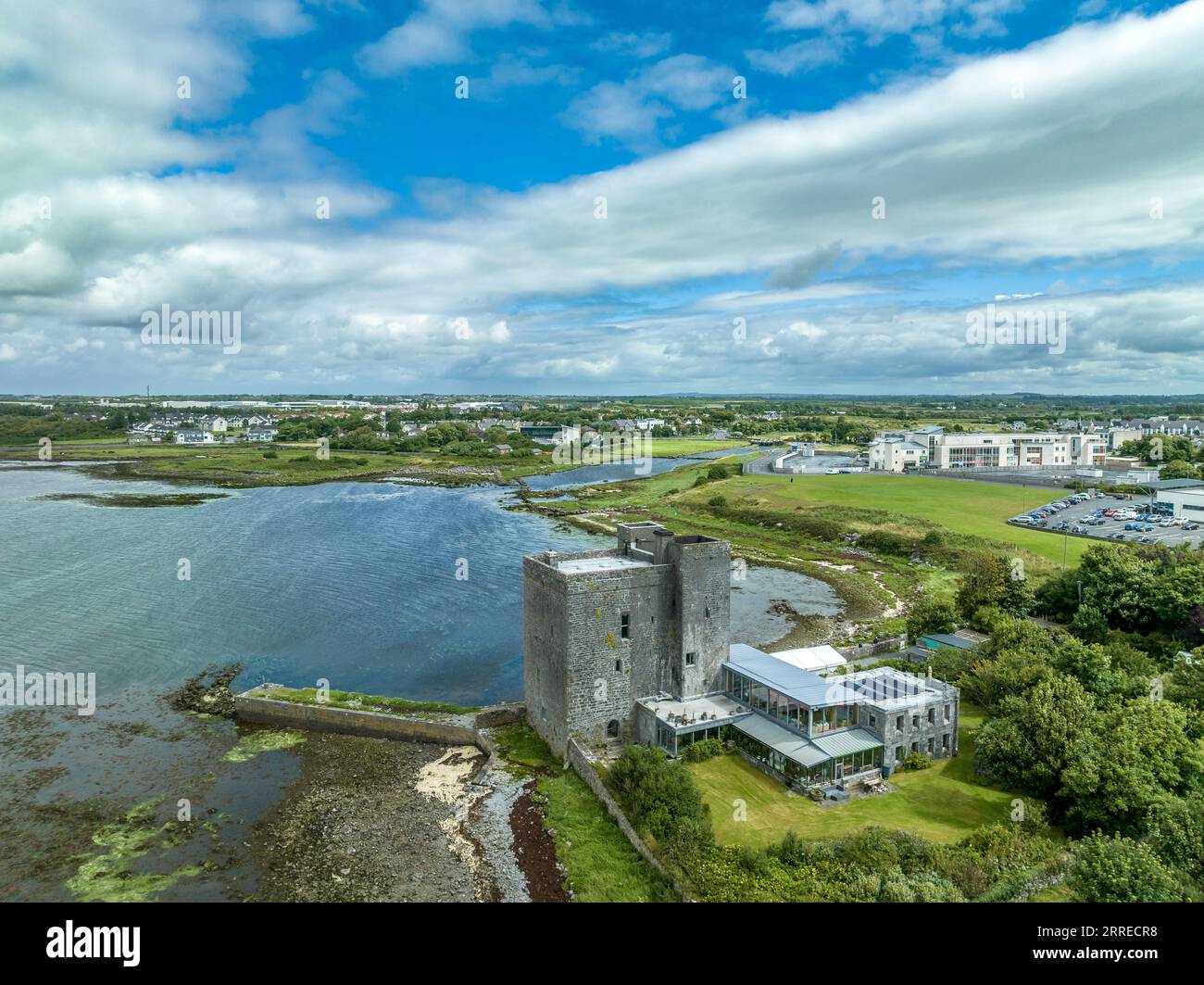 Aerial view of Oranmore Castle 800 year old national monument located ...