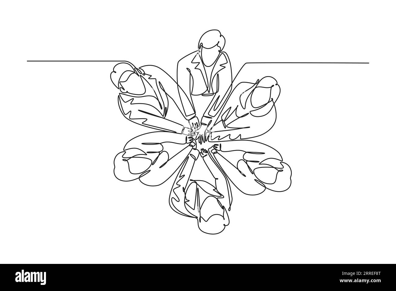 Single one line drawing top view businessmen and business woman ...
