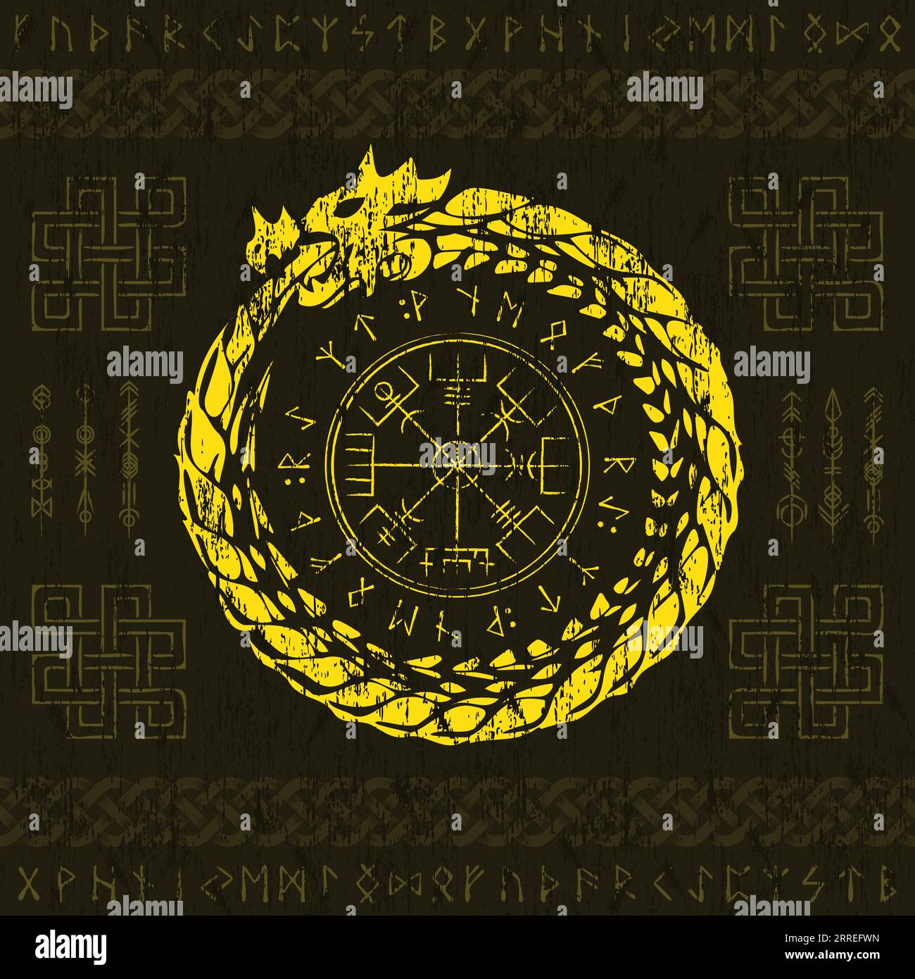 Abstract dragon viking yellow symbol with runes Stock Vector Image ...