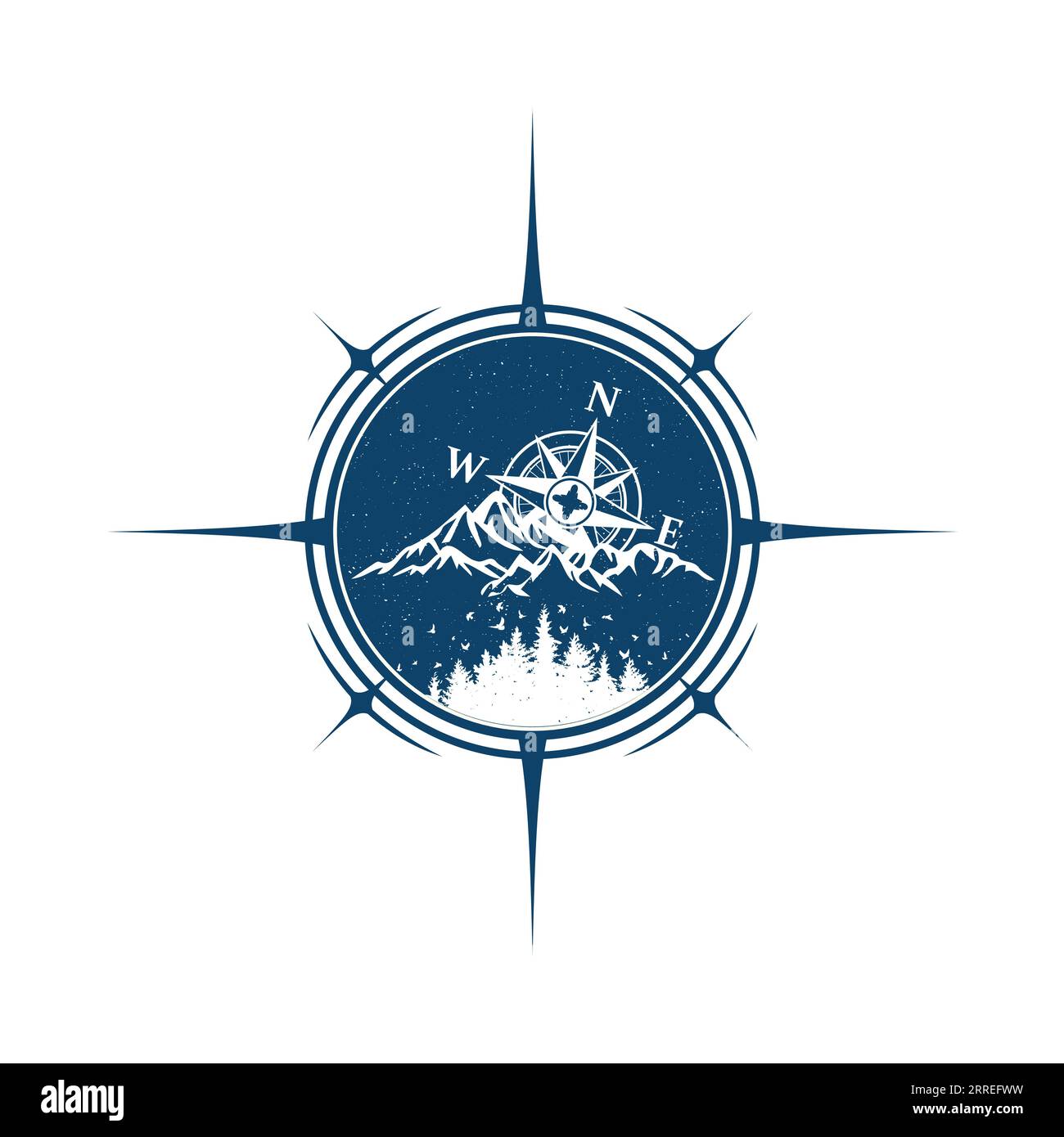 Mountains compass forest symbol Stock Vector Image & Art - Alamy