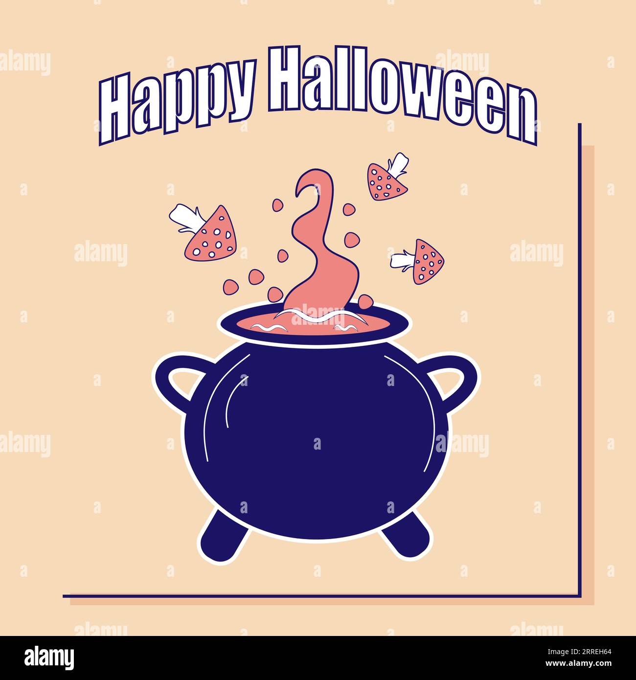 Happy Halloween Witchs Cauldron Magic Potion Pastel Pink Blue Colors