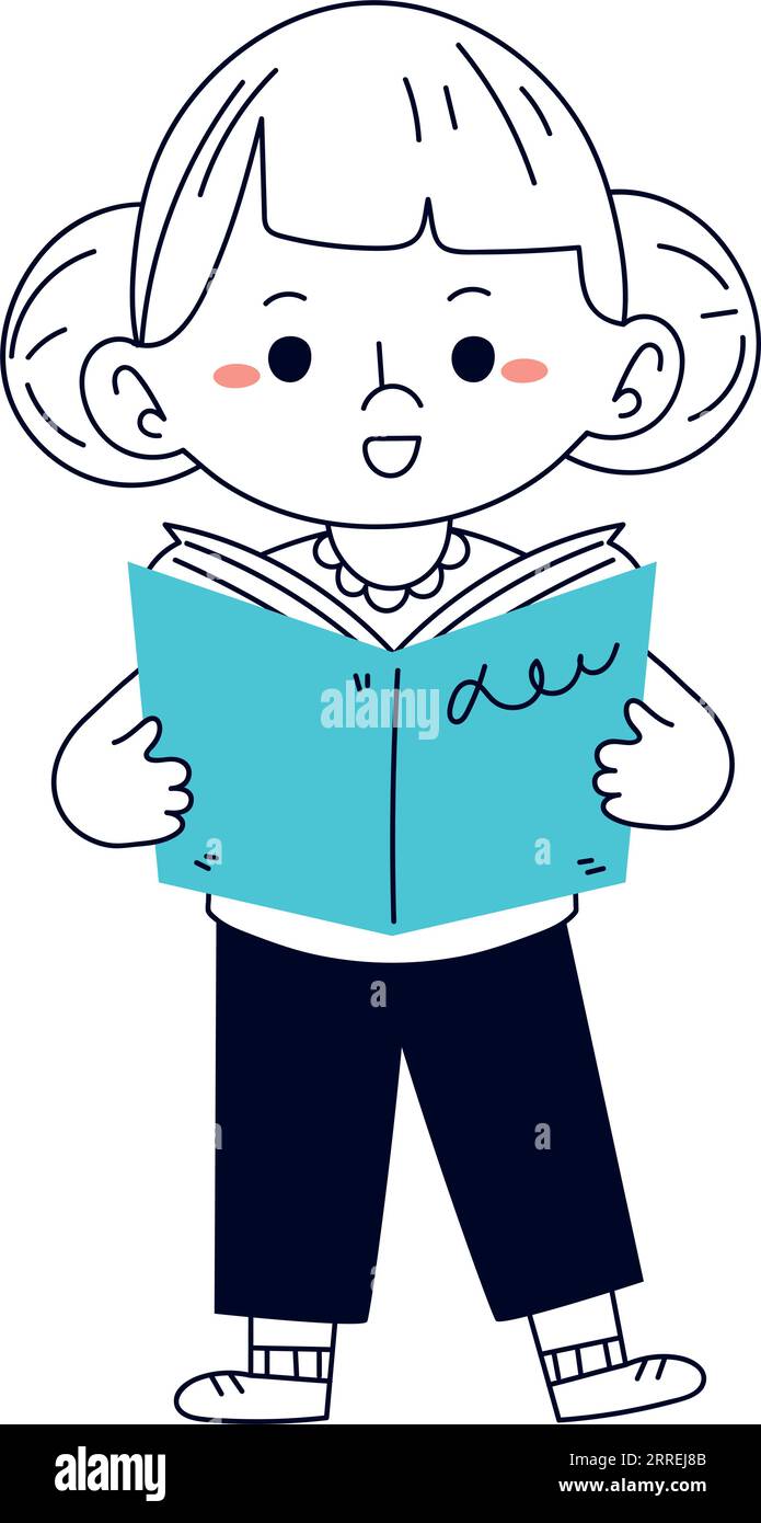 girl reading a book doodle icon Stock Vector Image & Art - Alamy