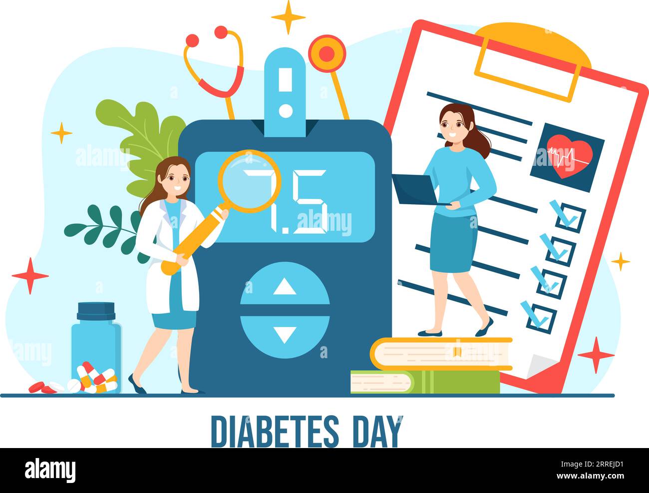 World Diabetes Day Vector Illustration on 14 November with Doctors ...