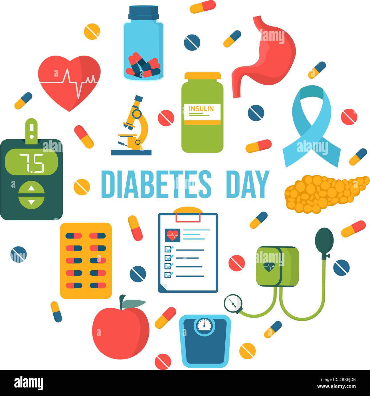 World Diabetes Day Vector Illustration on 14 November with Doctors ...