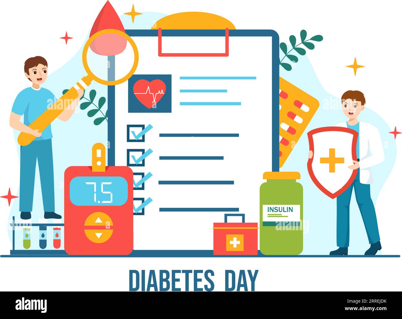 World Diabetes Day Vector Illustration on 14 November with Doctors ...