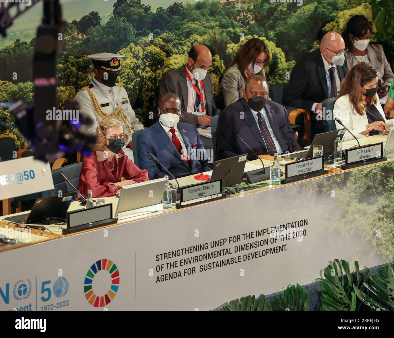 220304 -- NAIROBI, March 4, 2022 -- Delegates attend the official ...