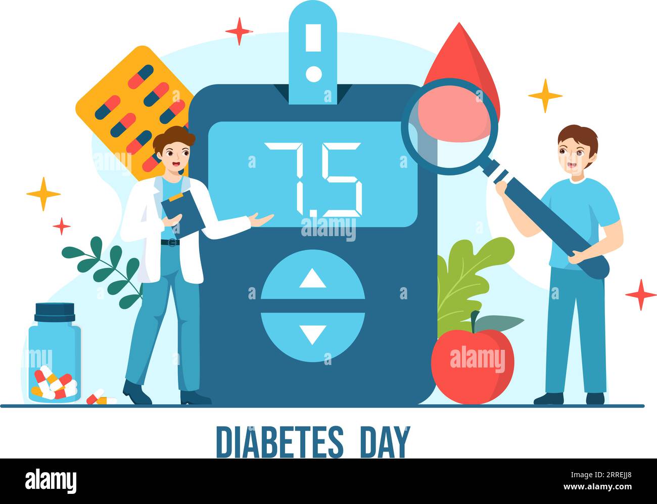 World Diabetes Day Vector Illustration on 14 November with Doctors ...