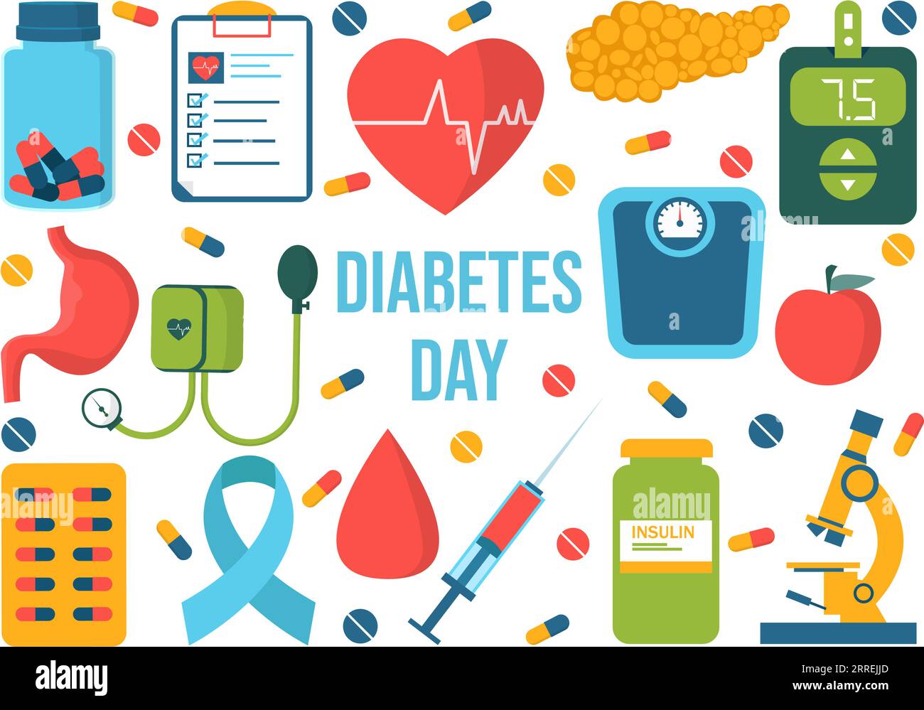World Diabetes Day Vector Illustration on 14 November with Doctors ...