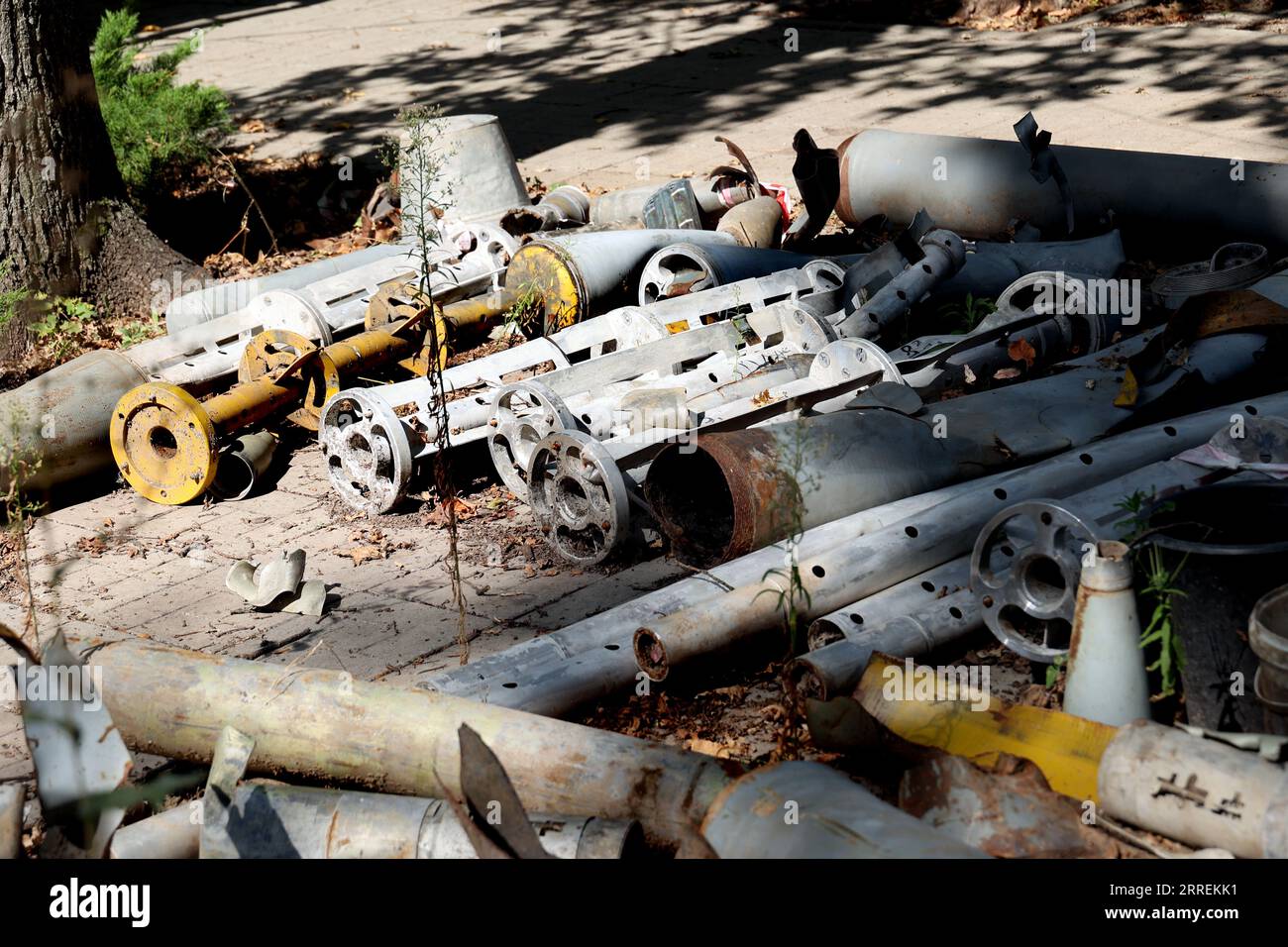 Non Exclusive: LISNE, UKRAINE - SEPTEMBER 6, 2023 - Fragments of shells ...