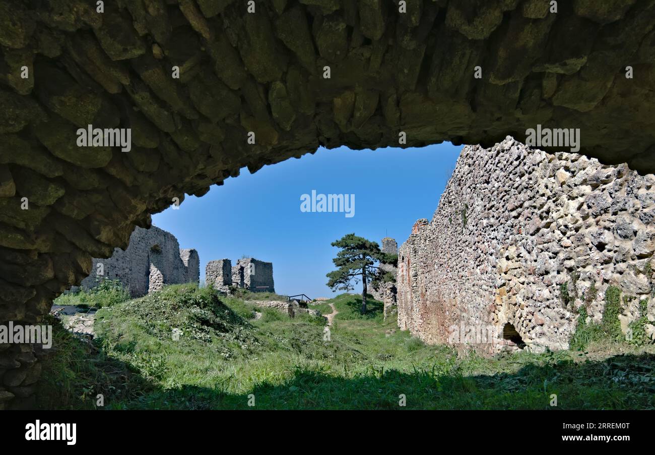 Ruins and remains of ancient stone Castle Stary Jicin. Czech republic ...